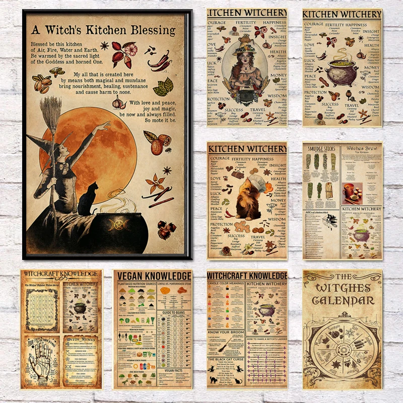 Classical-Witches-Poster-Magic-Girl-Canvas-Posters-Prints-Painting ...