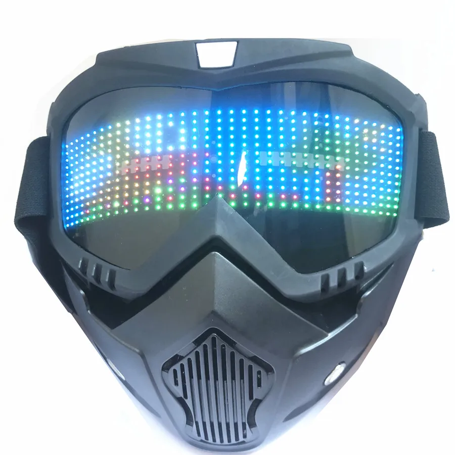 Rgb Bluetooth Light Up App Programmable Message Rechargeable Sound Active Flashing Glow Face ...