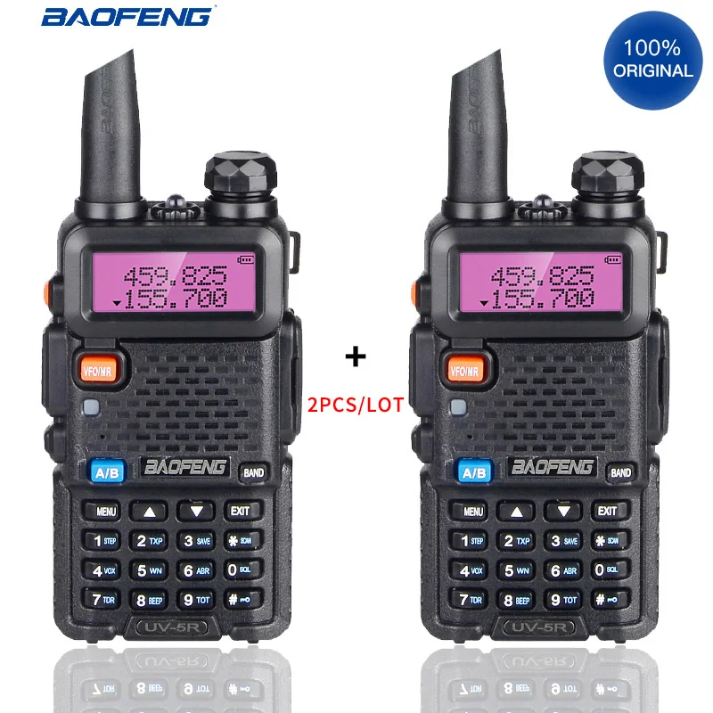 Baofeng walkie talkie de doble banda, Radio bidireccional, 2 unids/lote, 100% Original, 136 ...