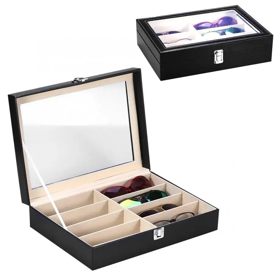 High Quality Glasses Case 8 Slot Grids Eyeglass Sunglasses Glasses 