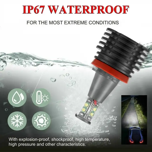 2 PCS Angel eyes led Fog Light 80W H8 6500K for BMW E90 E92 E82 E87 E60 E70 X5 X6 Halo Light ...