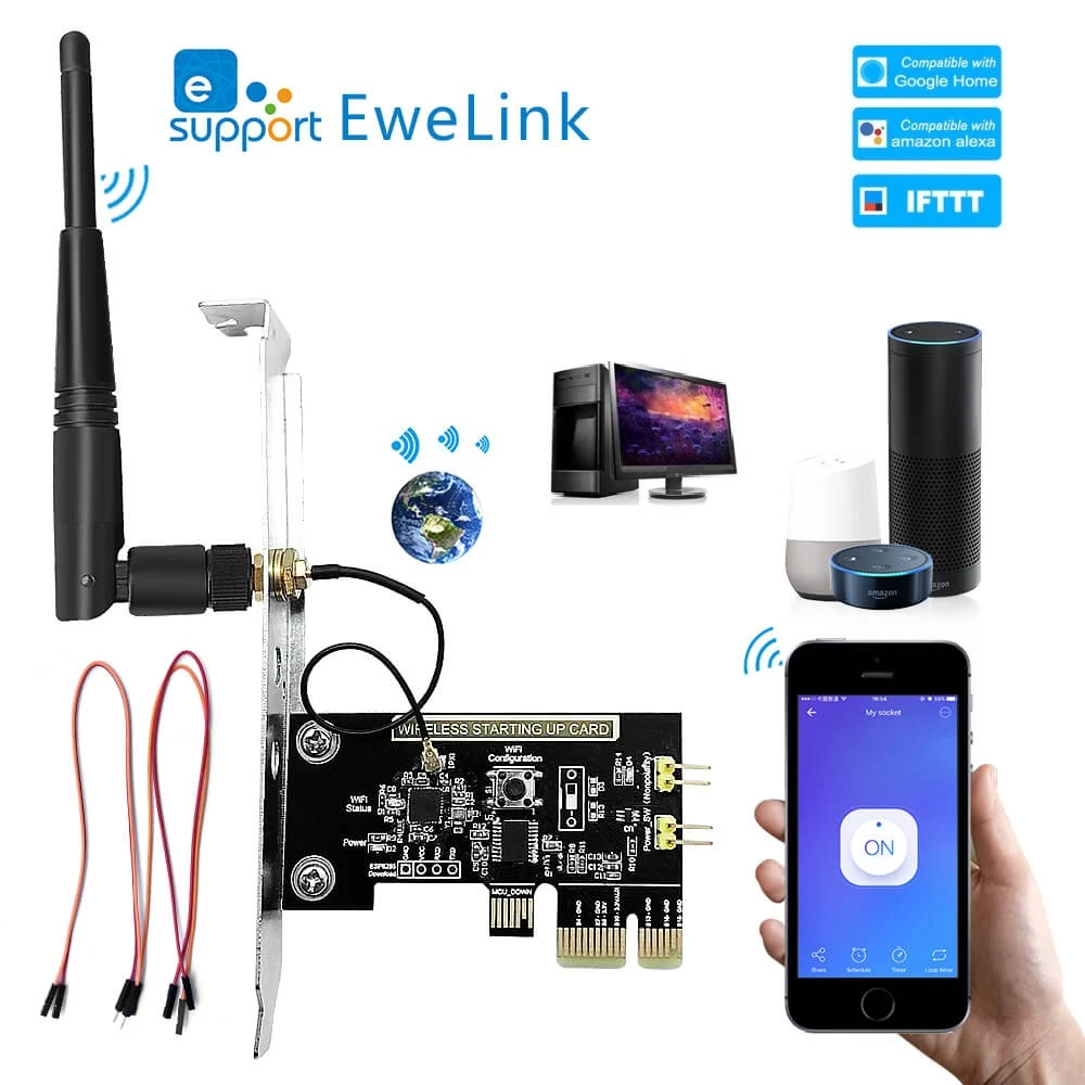 Ewelink Wifi Wireless Smart Switch Relay Module Mini Pci-e Desktop Switch Card Restart Switch ...