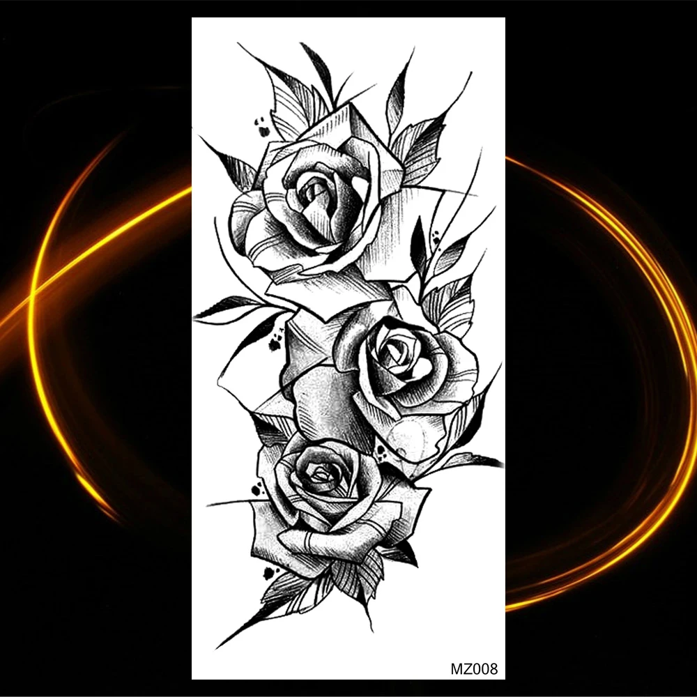 Black And Grey Realistic Rose Tattoo Design