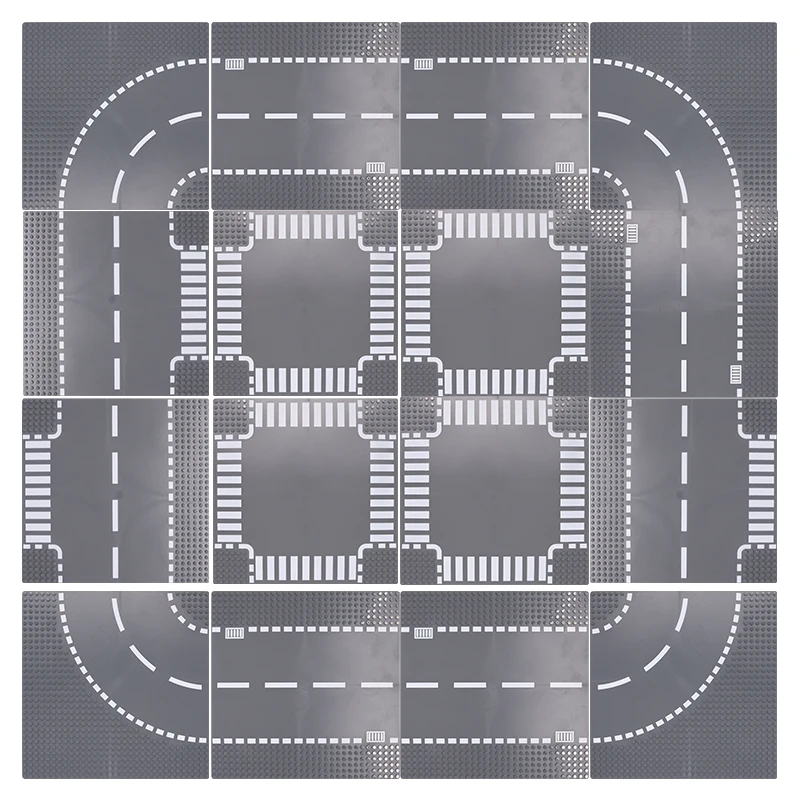City-Road-Street-Baseplate-Straight-Crossroad-Curve-T-Junction-Building ...