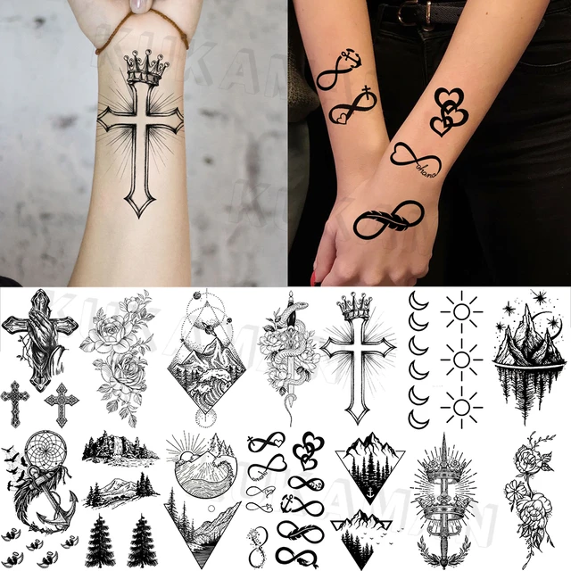 White Infinity Cross Tattoo