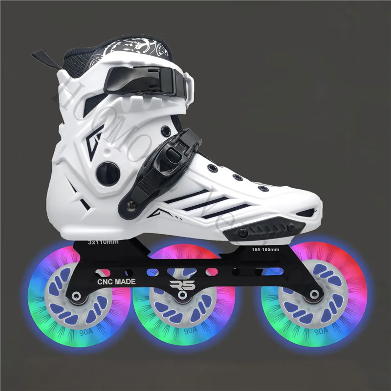 Young Boys Girls Shine Wheel LED Skating 3X110mm Single Line Roller ...