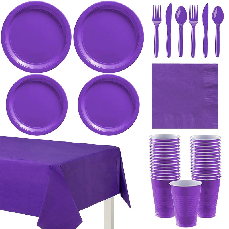 Purple Birthday Party Decorations | Purple Party Disposable Plates ...