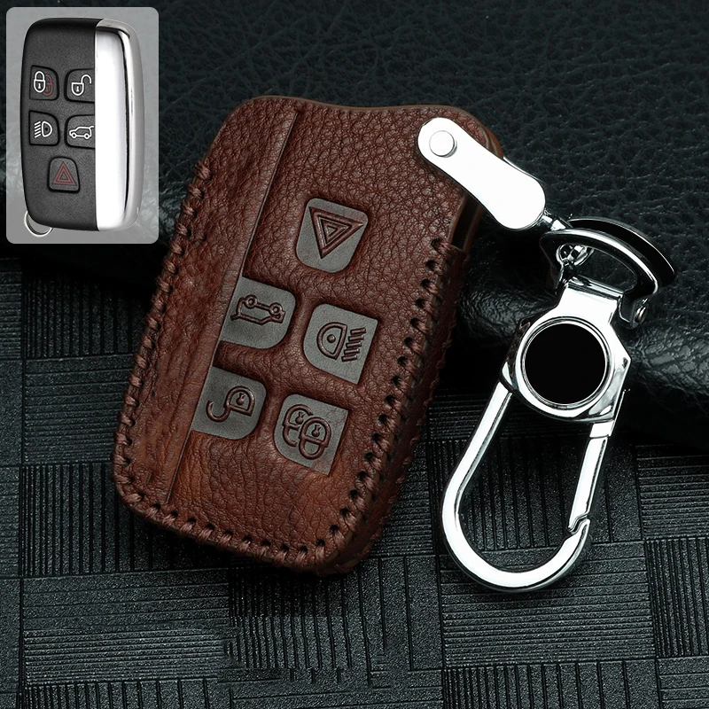 Top Layer Leather Car key case cover shell For Land Rover Range Rover ...
