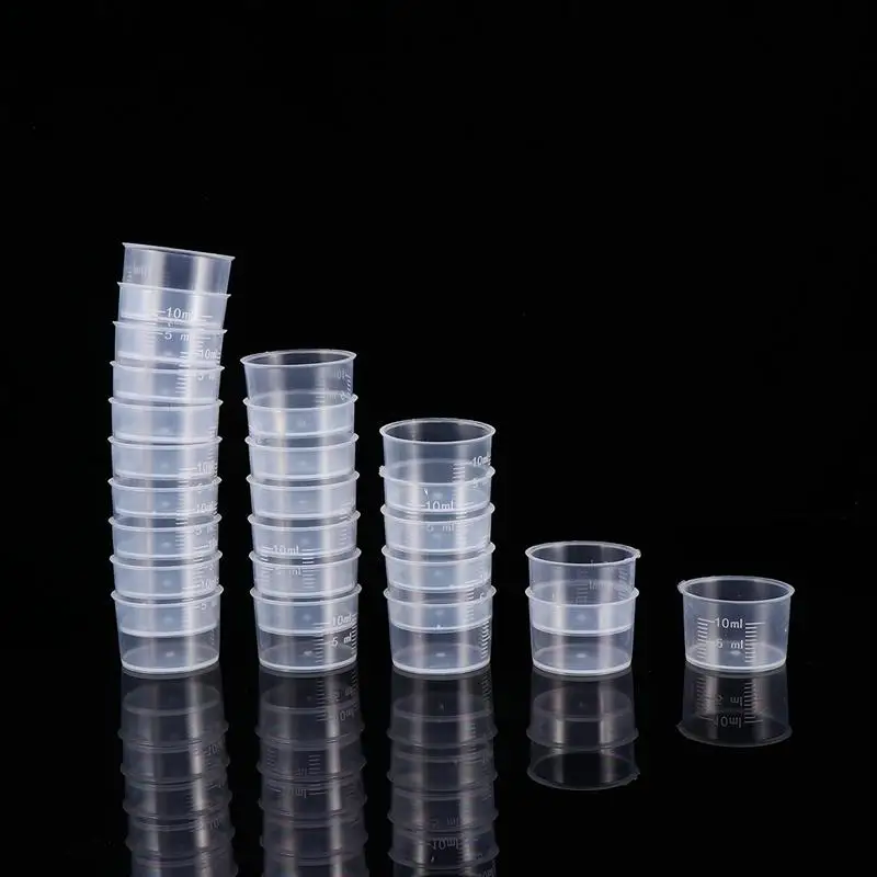 100pcs 10ml Disposable Measuring Cups Thickened Clear Plastic Liquid ...