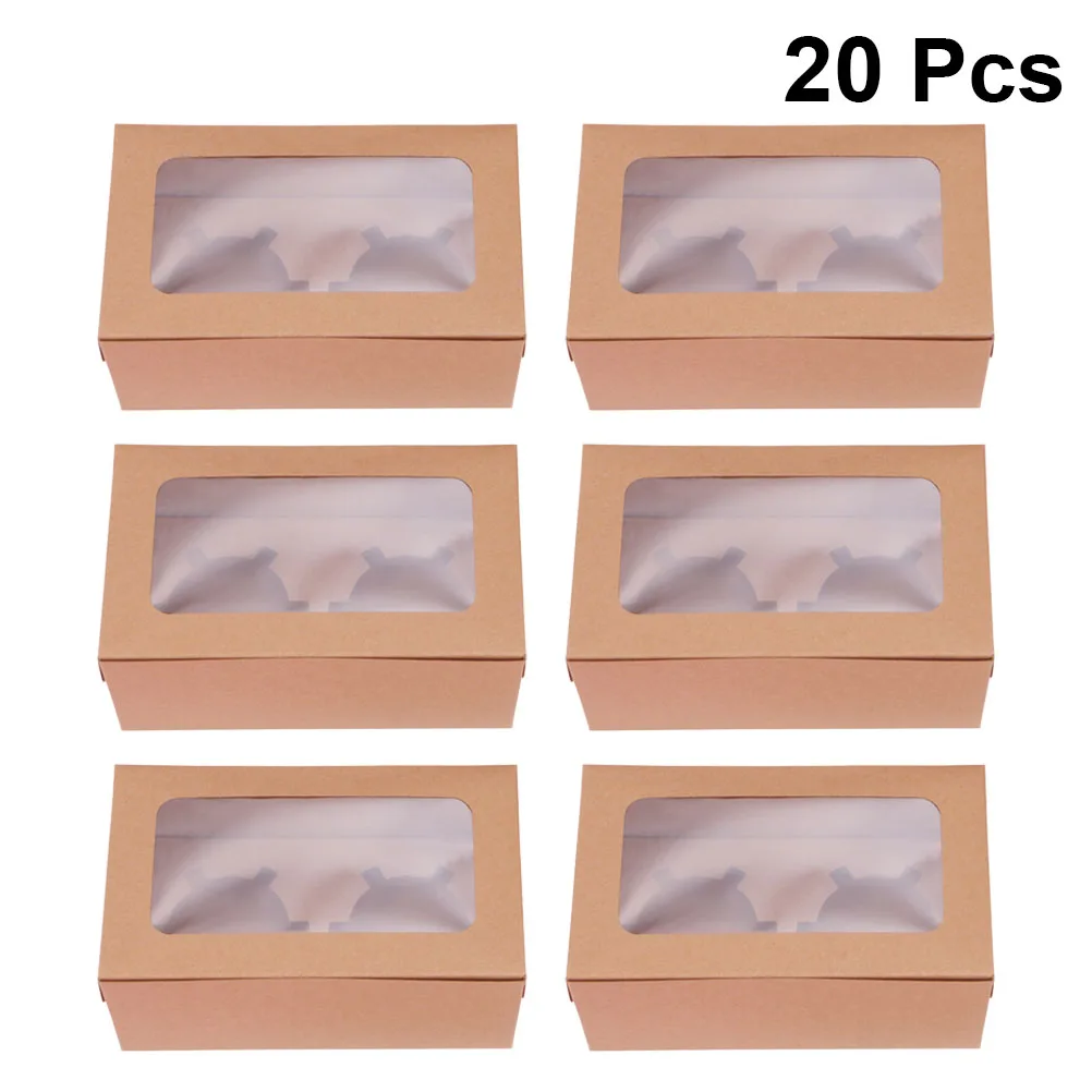 WHITE 2 grids -Boîtes à cupcakes et emballages en papier Kraft avec ...