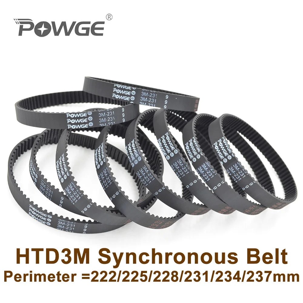 POWGE 222 225 228 231 234 237 3M Synchronous Belt Teeth=74/75/76/77/78/79 HTD3M Rubber Closed ...