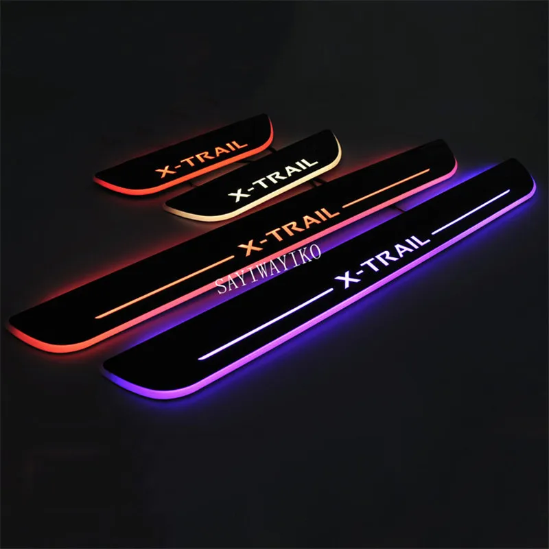 4pcs Acrylic Moving Led Welcome Pedal Car Scuff Plate Pedal Door Sill ...