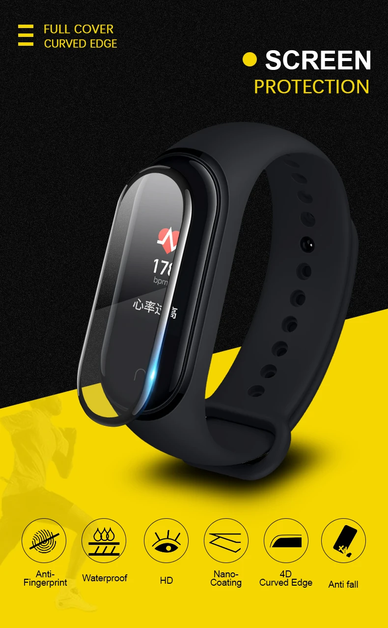 IONCT Защитная пленка для Xiaomi Mi Band 4 NFC умный Браслет полноэкранная композитная пленка Mi ...