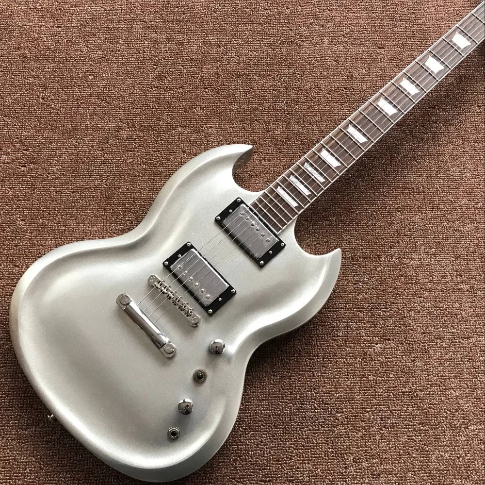 Custom shop.electric guitar, Chrome hardware gitaar, handwork silver ...