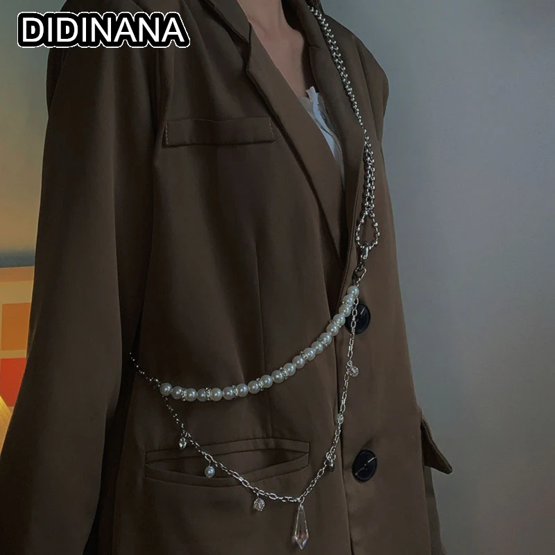 Harajuku pearl Body Harness Chain tassel crystal drop waist chain Women ...