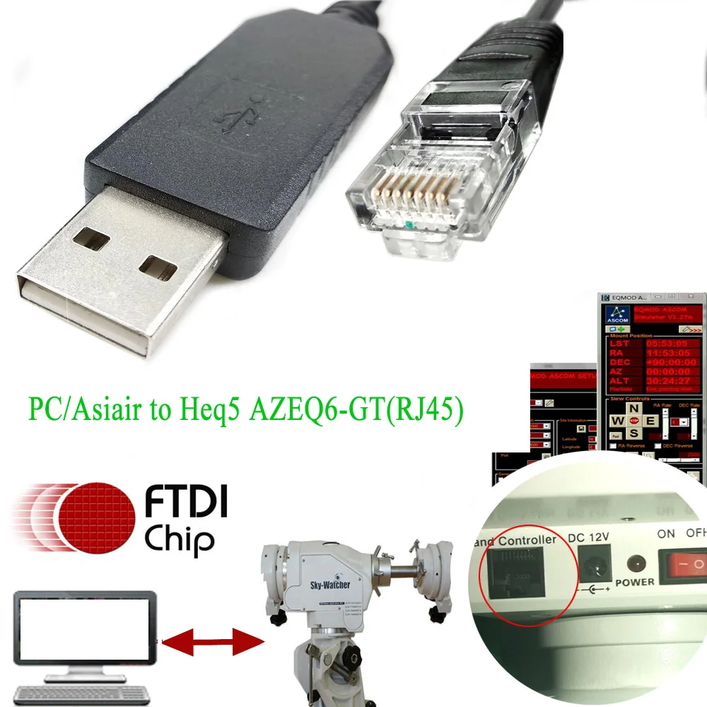 Skywatcher Eq6 Azeq6 Eq5 Eq6r Synscan Pc To Mount Eqmod Cable Hand ...