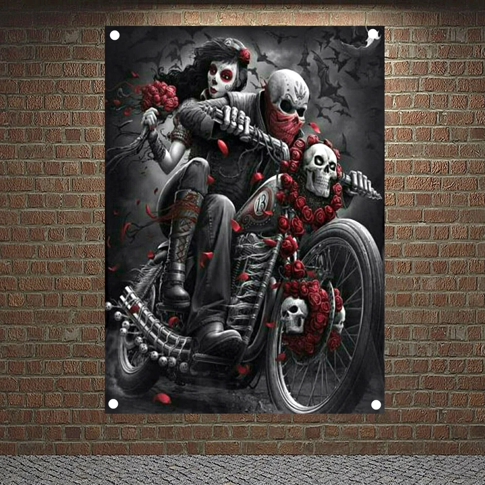 Skeleton-Rider-Posters-Tapestry-HD-Wallpapers-Home-Decor-Skull-Tattoo ...