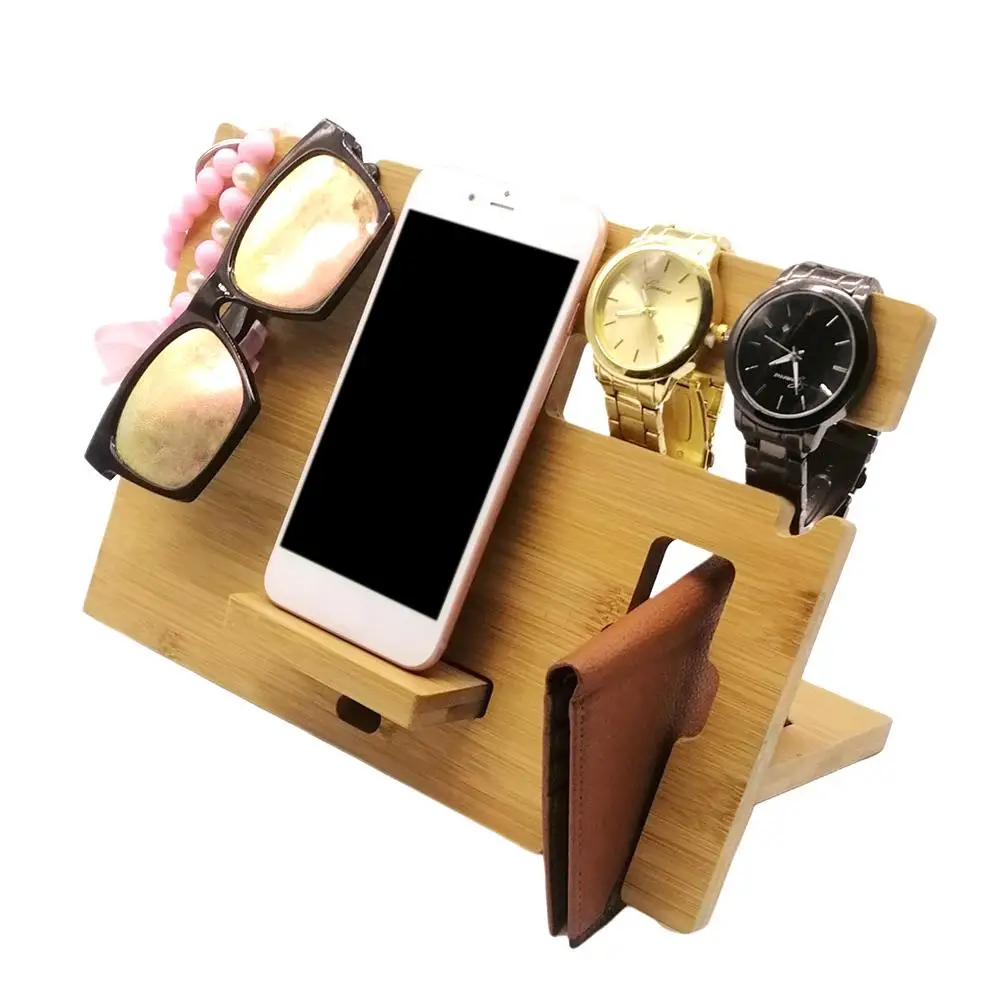 Wooden-Mobile-Phone-Holder-Watch-Glasses-Key-Accessories-Organizer ...