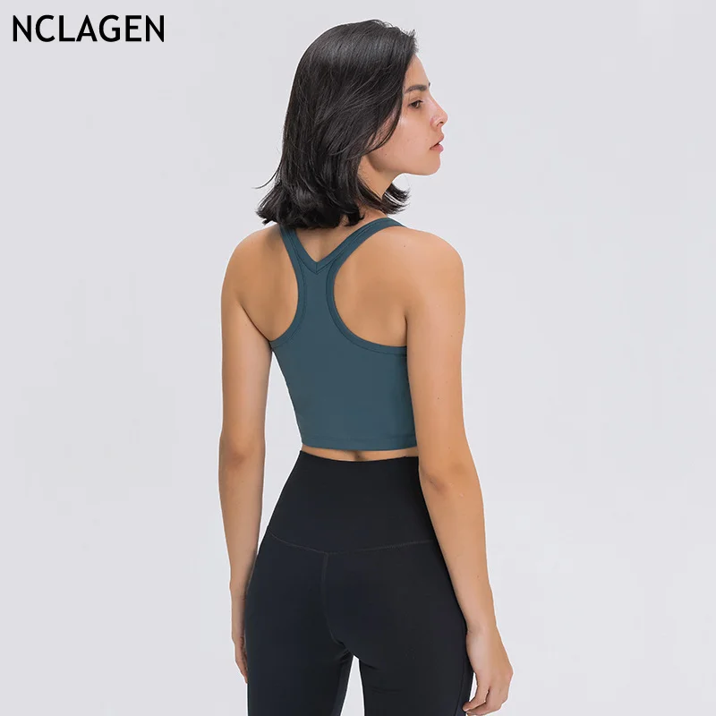 Nclagen Yoga Bra Women High Impact Support Padded Fitness Vest Sexy Gym