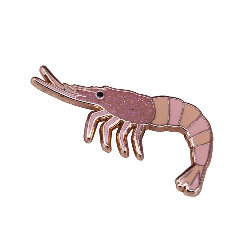 Fabulous Glitter Shrimp Enamel Pin Badge - Brooches - AliExpress