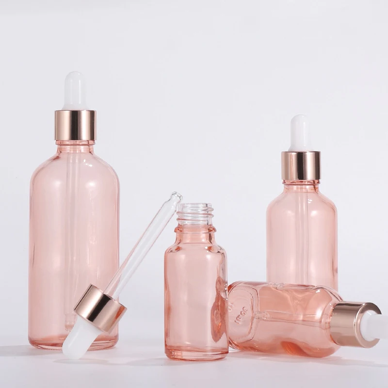 10pcs-lot-Rose-Gold-Cap-Pink-Glass-Dropper-Pipette-Bottles-for-Essence ...