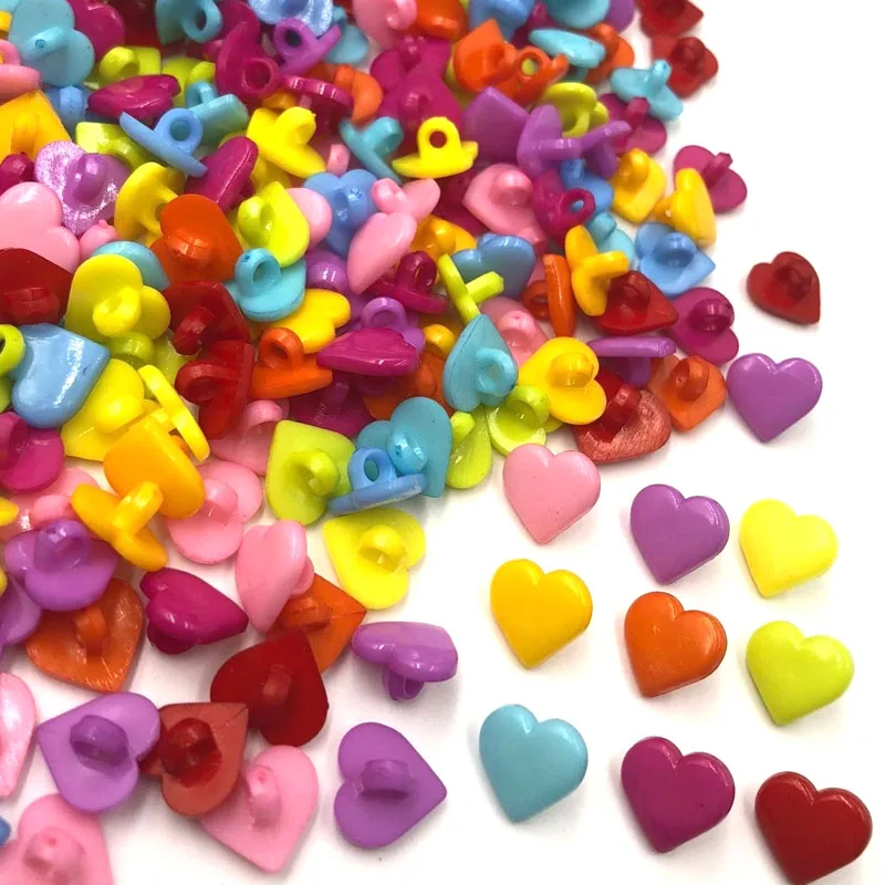 50/100pcs 15mmx14mm wholesale candy color heart buttons DIY kid's ...