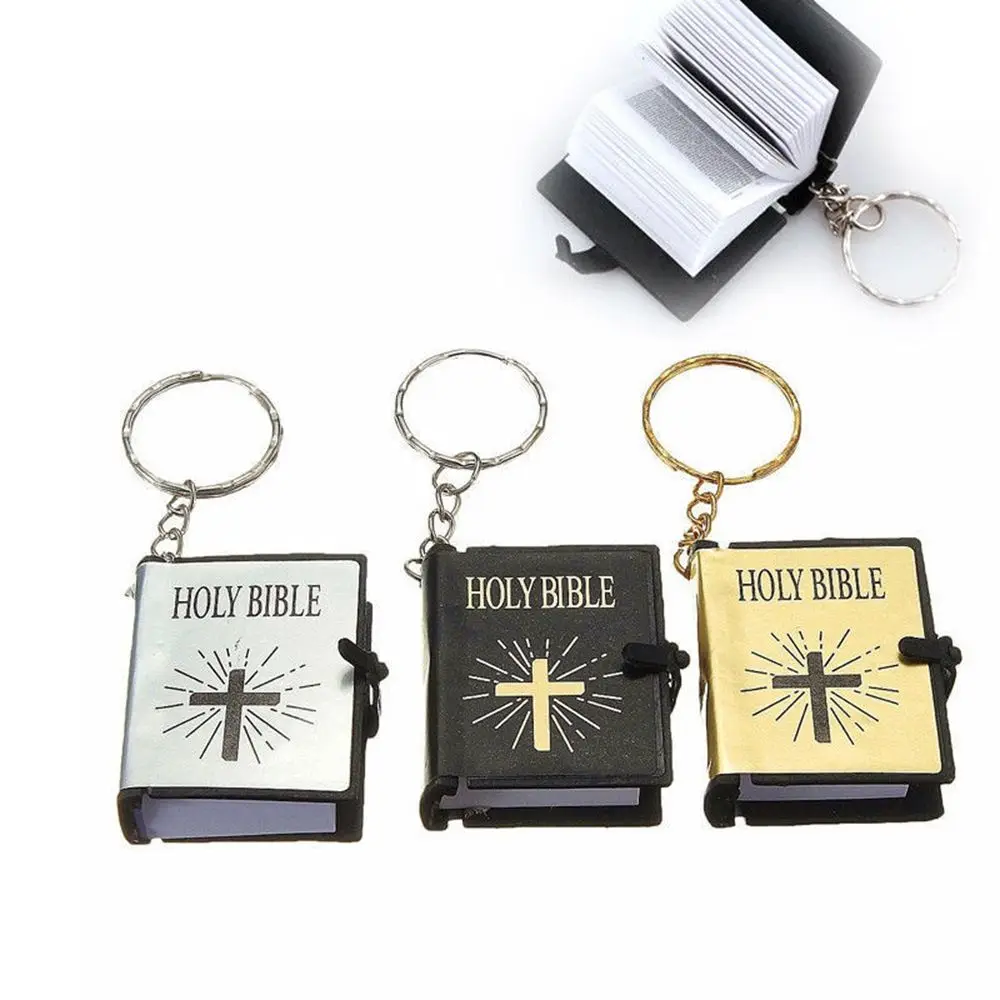Cute Mini English Holy Bible Keychains Religious Christian Jesus Cross ...