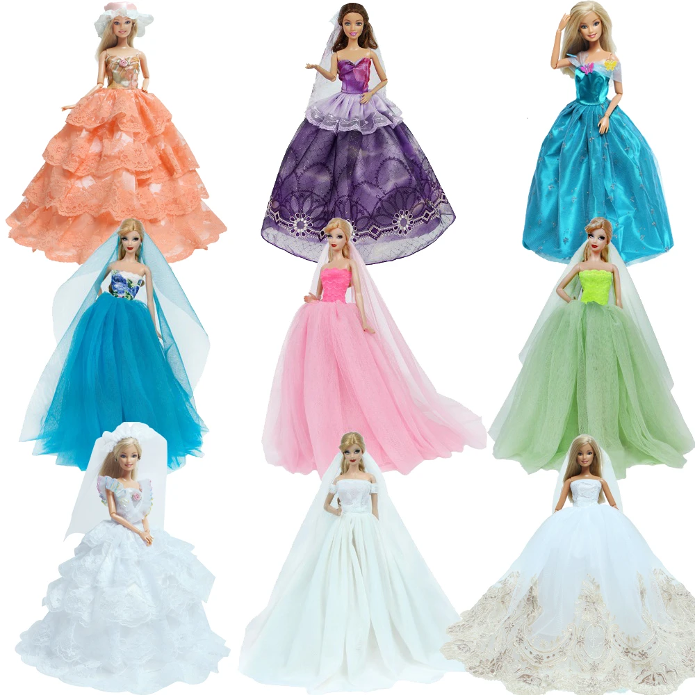 Handmade Wedding Doll Dress Princess Evening Party Ball Long Gown Skirt ...