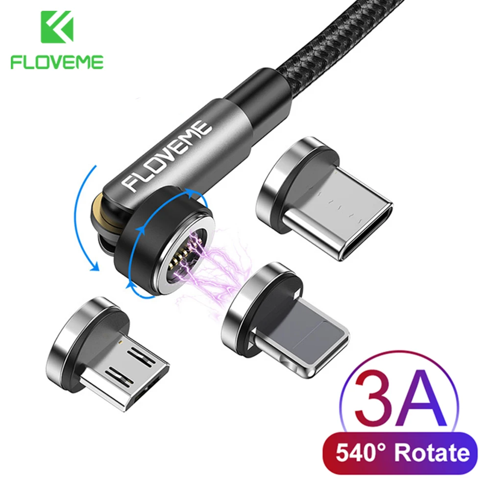 FLOVEME Cable magnético giratorio de 540 grados para móvil, Cable Micro USB tipo C para iPhone ...