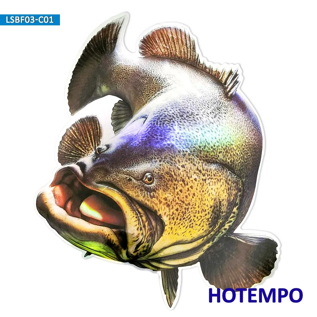 20cm-Laser-Flash-Brown-Grouper-Bass-Big-Sea-Fish-Waterproof-Sticker-for ...