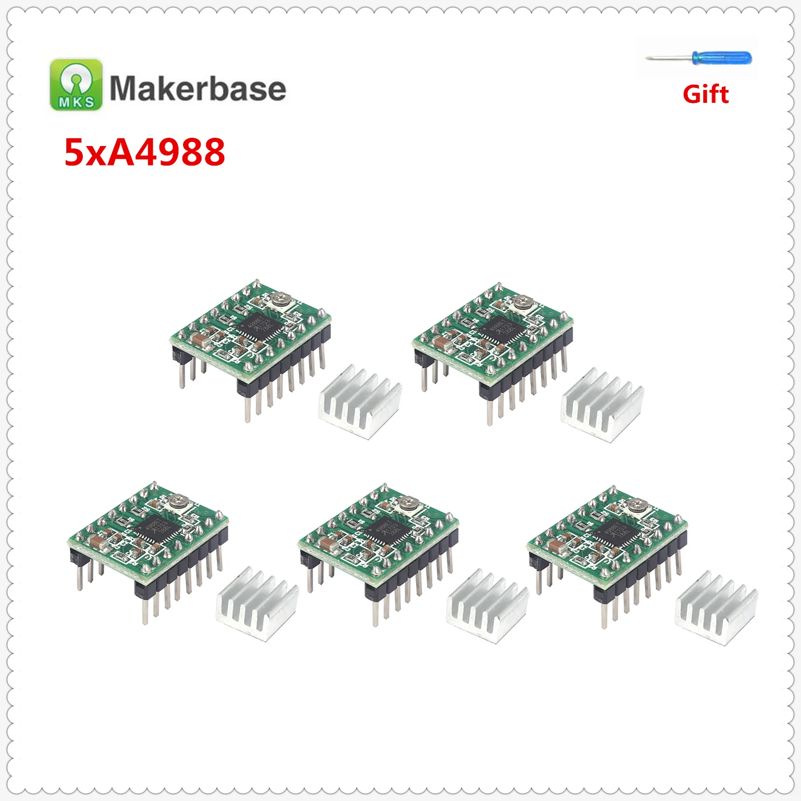 5pcs Pololu A4988 Driver Step Stick Electronics 3d Printer Parts Reprap ...