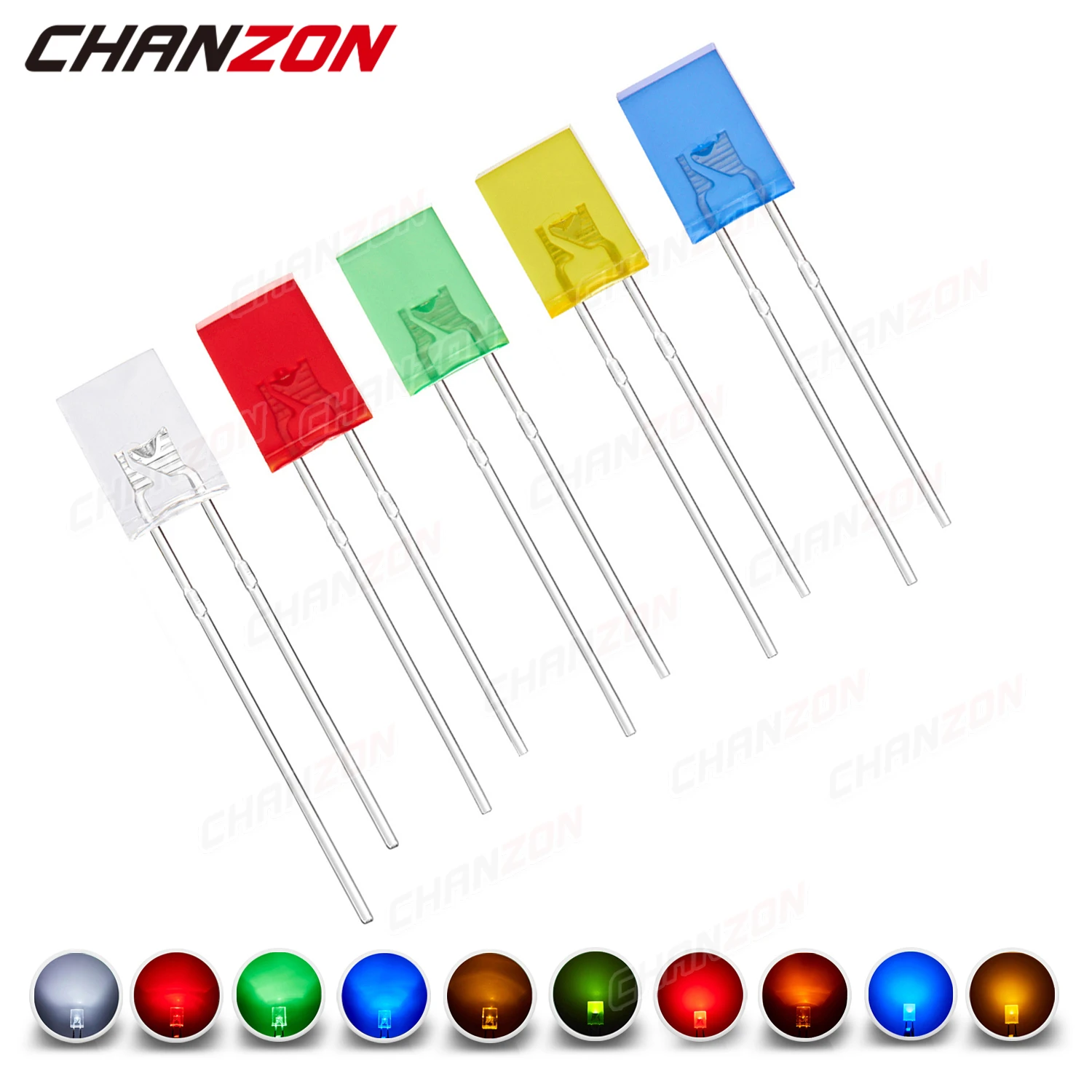 100Pcs 2x5x7 mm Square LED Diode White Red Green Blue Yellow Orange ...