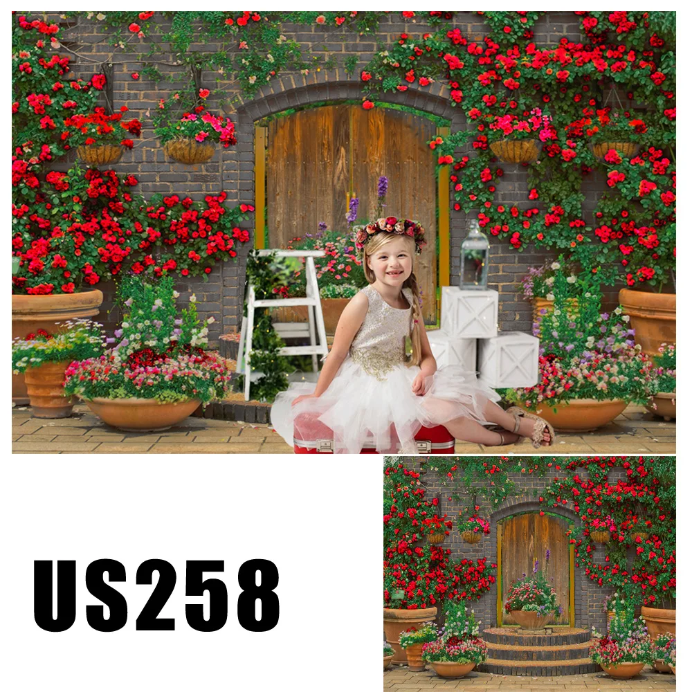 Photography Backdrops Brick House Flowers Spring Scenic Photo ...