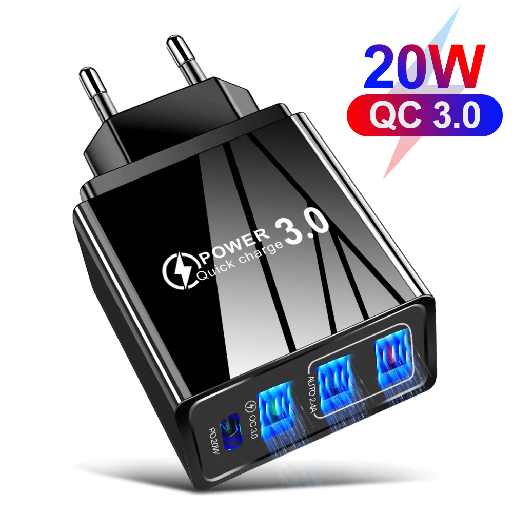 Quick Charge 3.0 PD USB Charger 20W USB Type C Fast Charger for iPhone ...