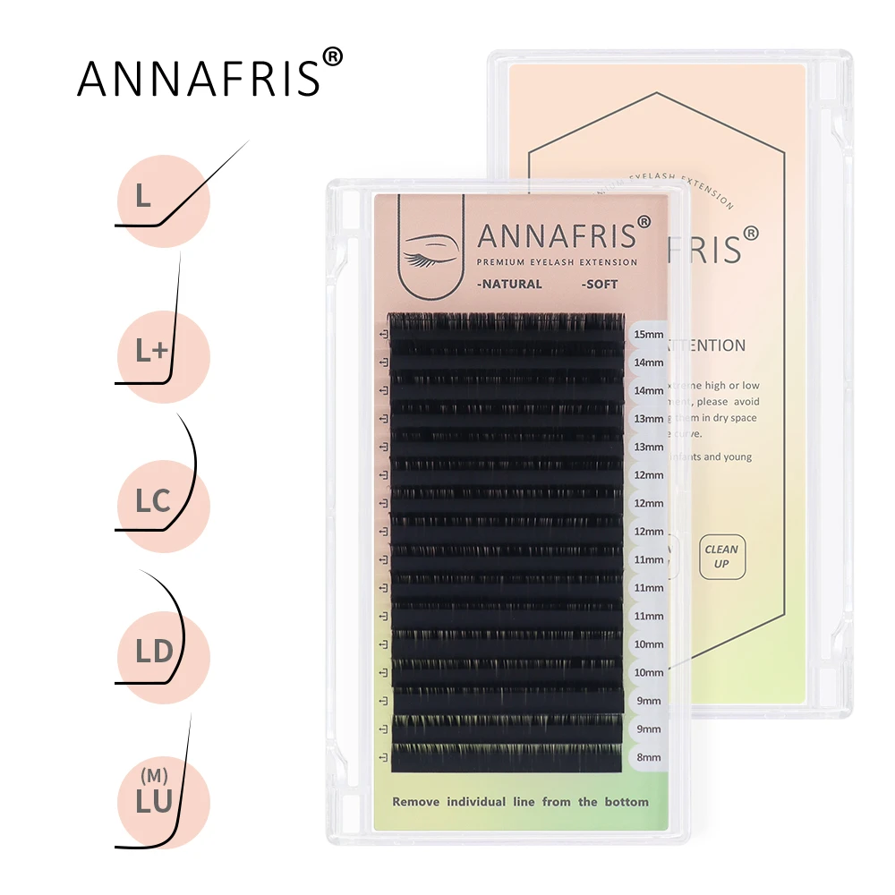 ANNAFRIS L/L+/LC/LD/LU(M) Curl Mink Eyelash Individual Eyelash ...