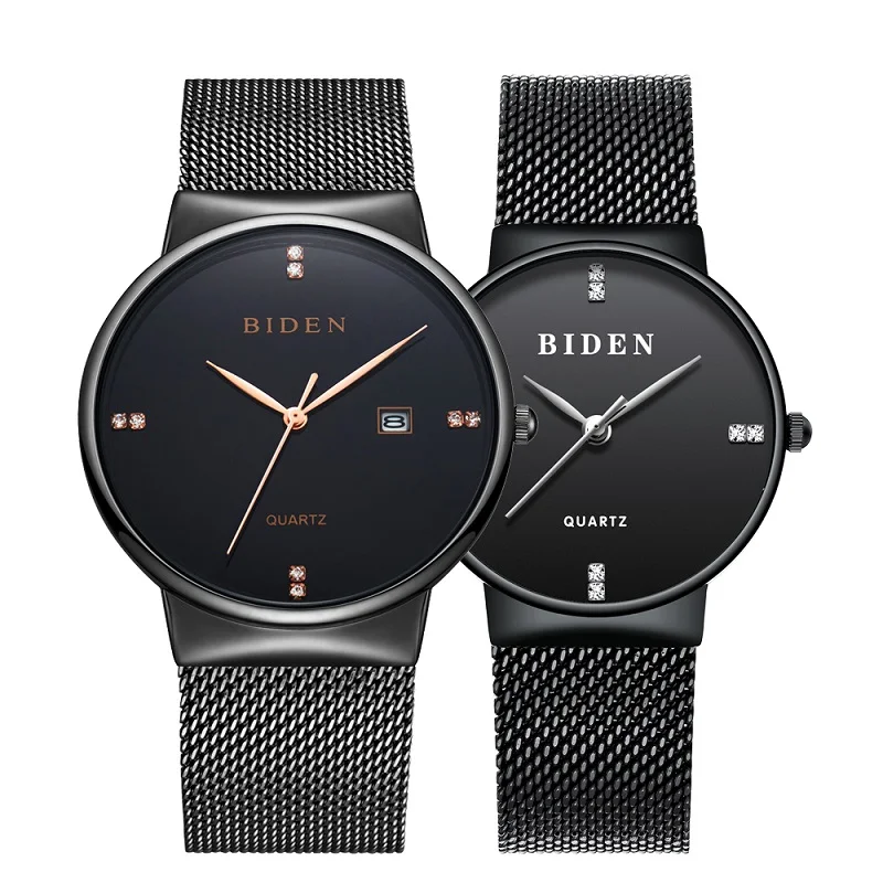 Новые 2 шт модные парные часы для влюбленных часы из нержавеющей стали ...