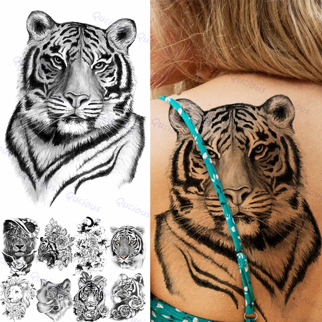 Tiger Face Tattoo Back