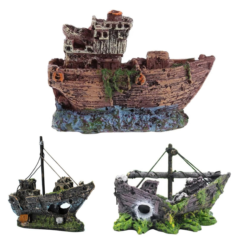 Fish Tank Landscaping Pirate Ships Resin Ship Decorations Suitable for ...