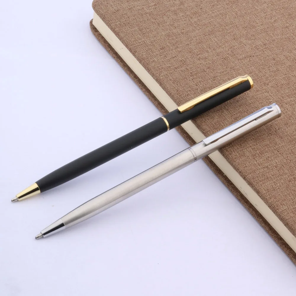 luxury High quality brand matte black student pen stainless golden wave ...