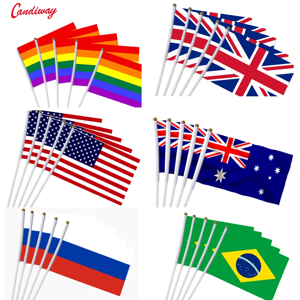 Mini-Bandera-de-palo-de-mano-con-poste-blanco-Color-vivo-resistente-a ...