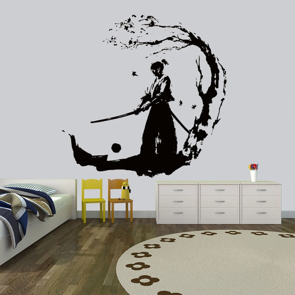 Vinyl Ninja Wall Decal under the tree Samurai sword Wall Sticker ...