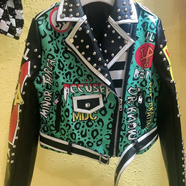 Punk Leather Jacket Painted