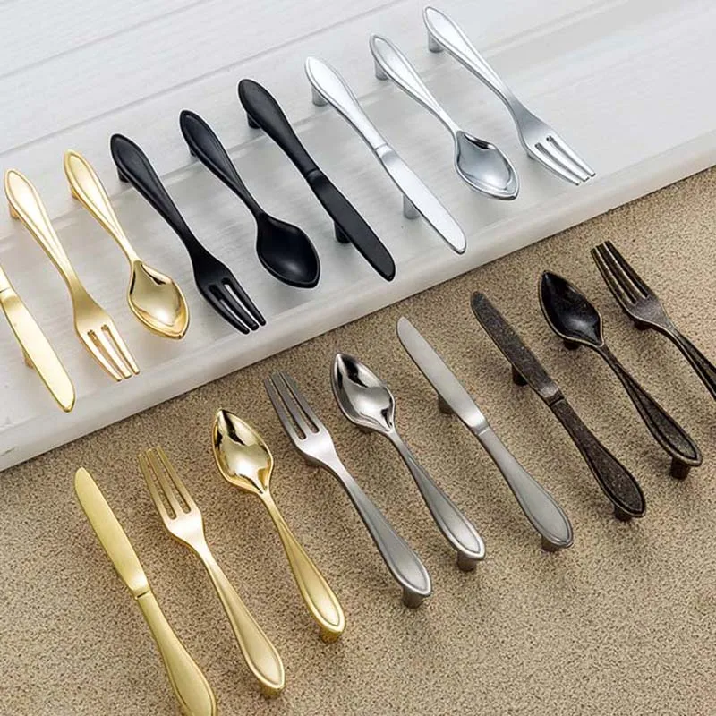Creative CC 76mm Cabinet Pulls Spoon fork knife Wardrobe door Handles ...