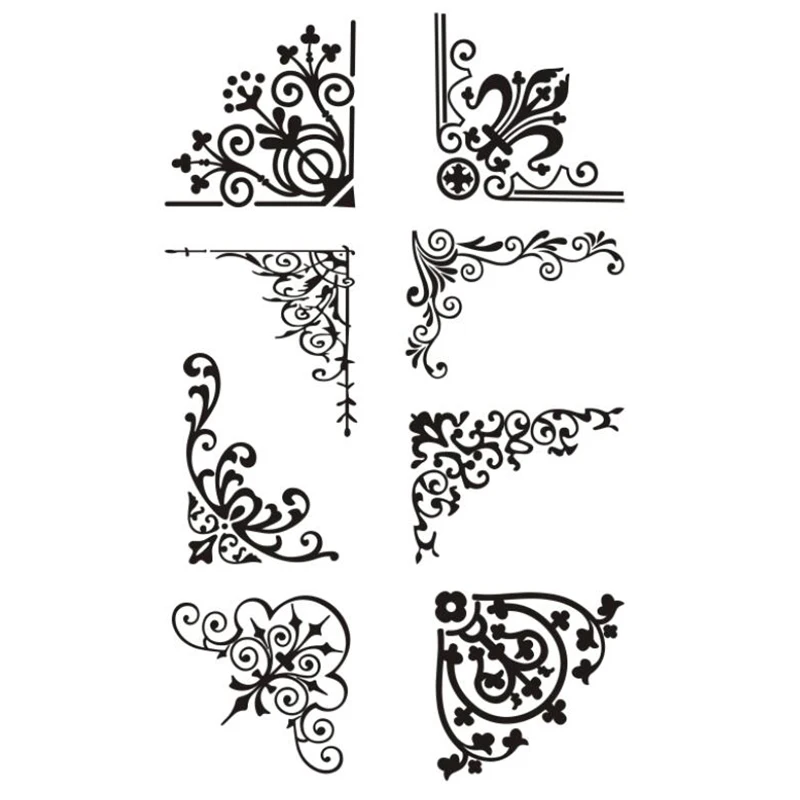 flourish corner wood stamp sheet cling rubber stamp for scrapbooking ...