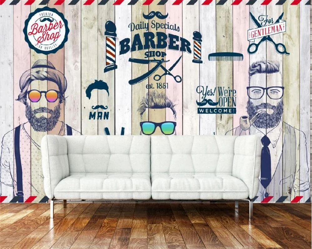 3D-Retro-Nostalgic-Wallpaper-Mural-personalizado-Loja-de-roupas-Parede-de-fundo-Barbearia-Sal-o ...