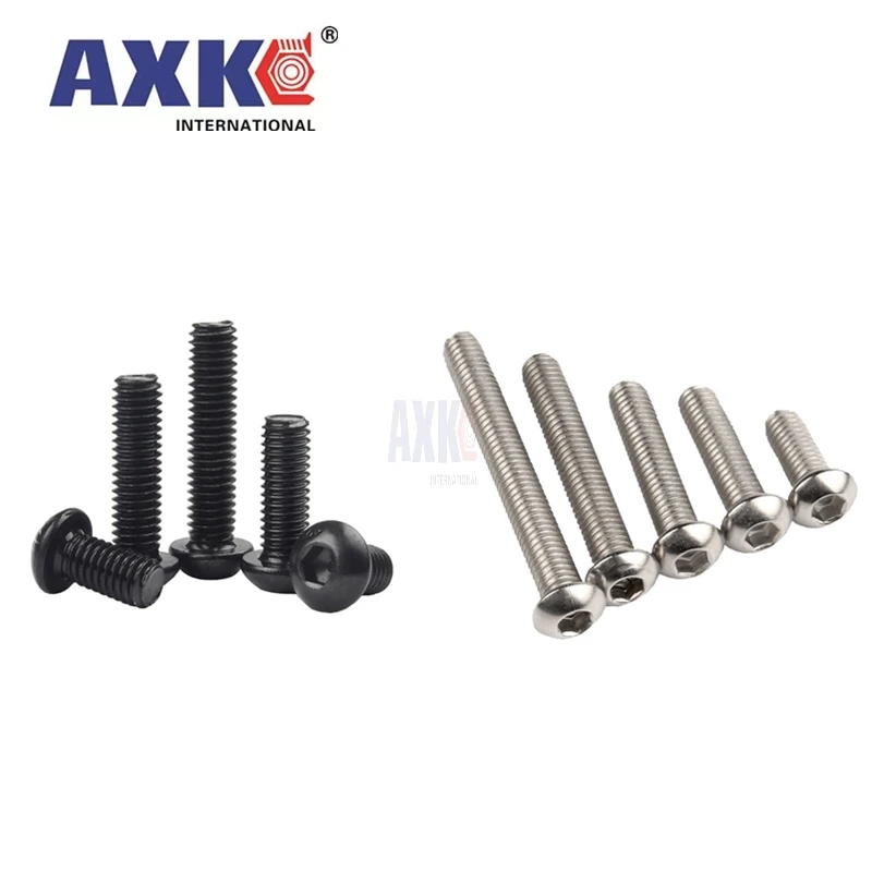 Stainless Steel 304-M6 10pcs-45mm -Vis à tête hexagonale ronde en acier inoxydable ou noire de ...