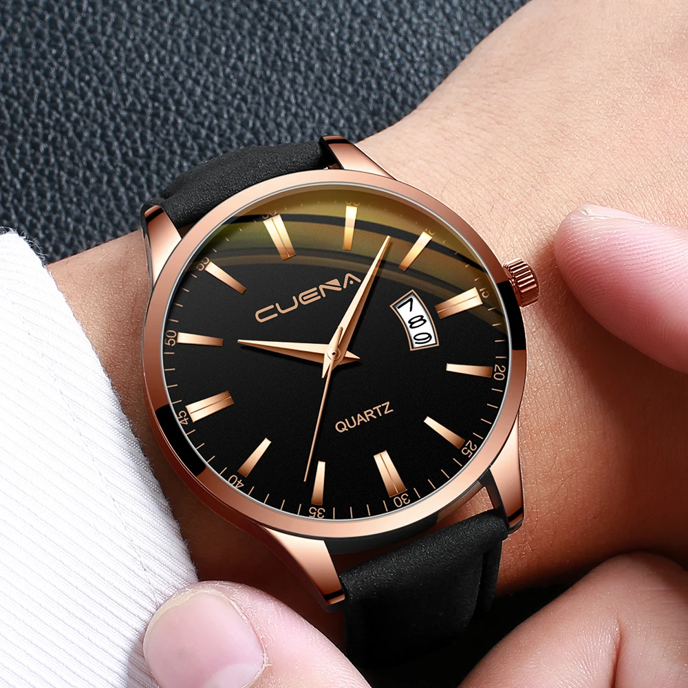CUENA Brand Men's Watch Top Luxury Casual Leather Quartz Clock Men's ...