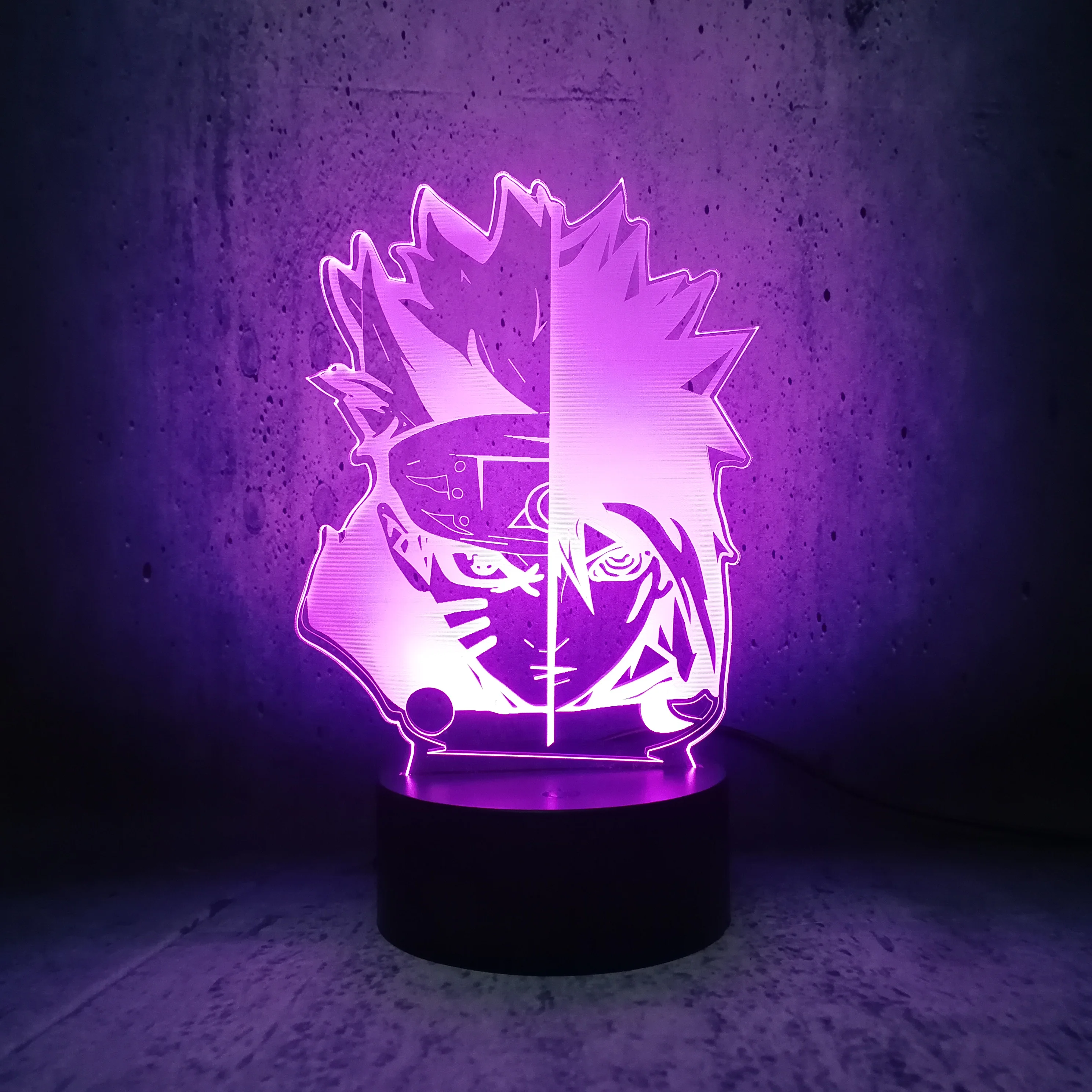 Generic Naruto 3D Led Lamp Naruto Sasuke Double Face Night Light ...