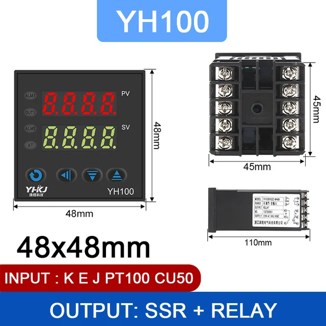 Dual Output SSR+Relay Thermostat Digital Display YH100 YH400 YH700 YH900 Intelligent Universal ...