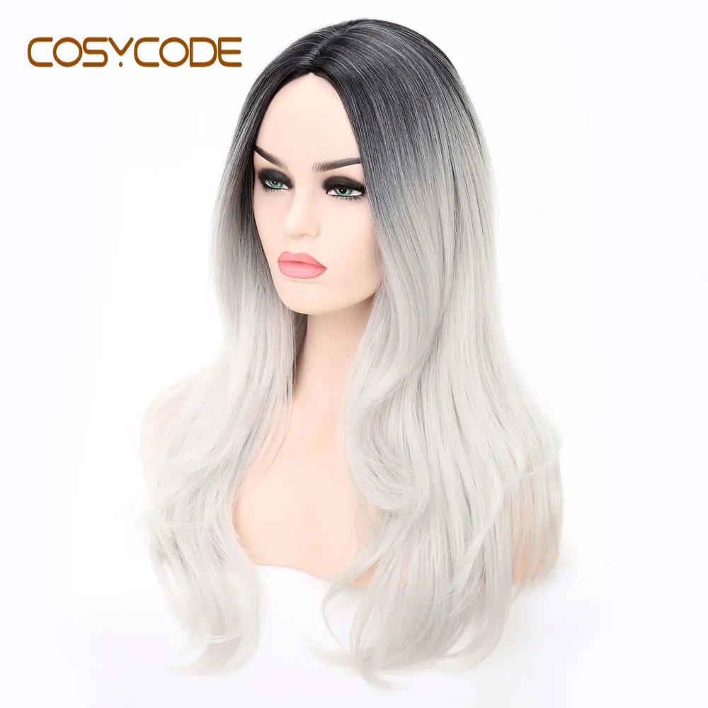 COSYCODE Blonde Women Wig with Wavy Ends 24 inch Long Middle Part Non-Lace Synthetic Costume Wig ...
